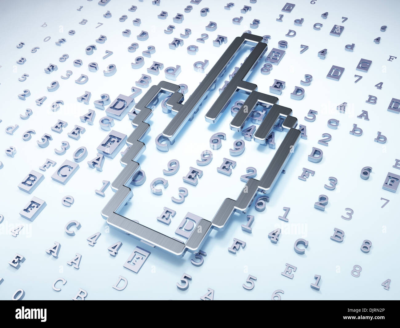 Social media concept: Silver Mouse Cursor on digital background Stock ...
