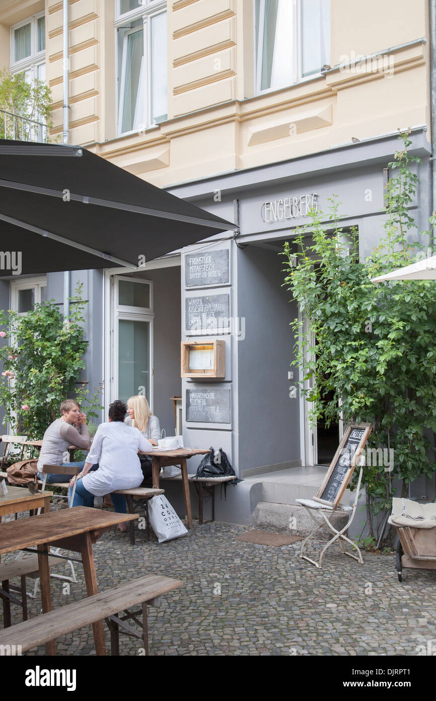 Engelberg Cafe and Bar Terrace; Oderberger Str Street, Prenzlauer Berg ...