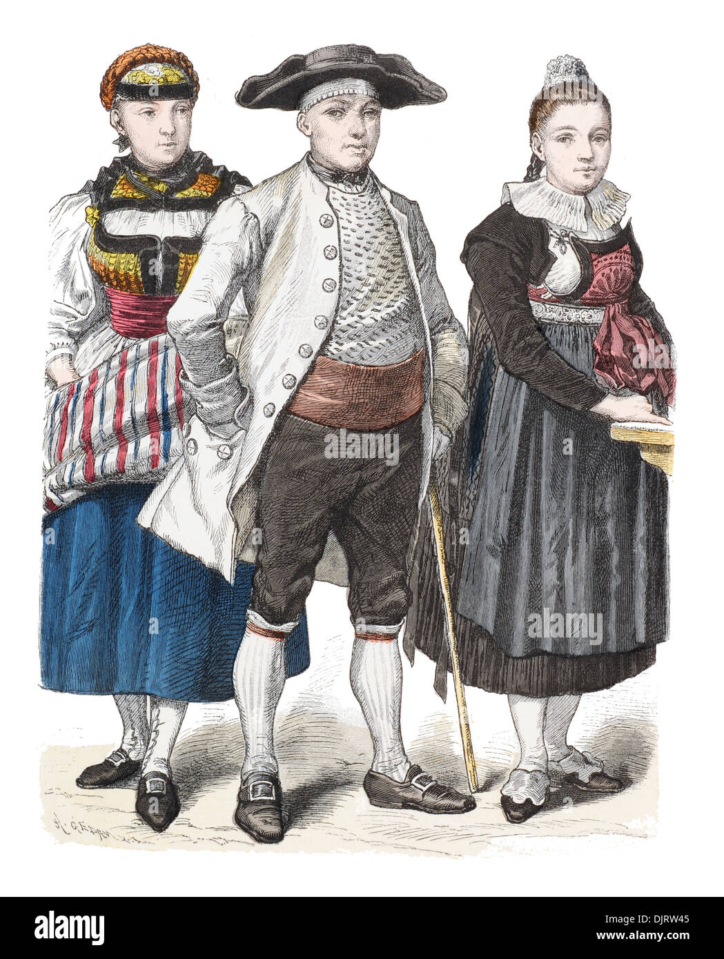 End of 18th century XVIII 1700s Swiss citizens of Berne Stock Photo - Alamy