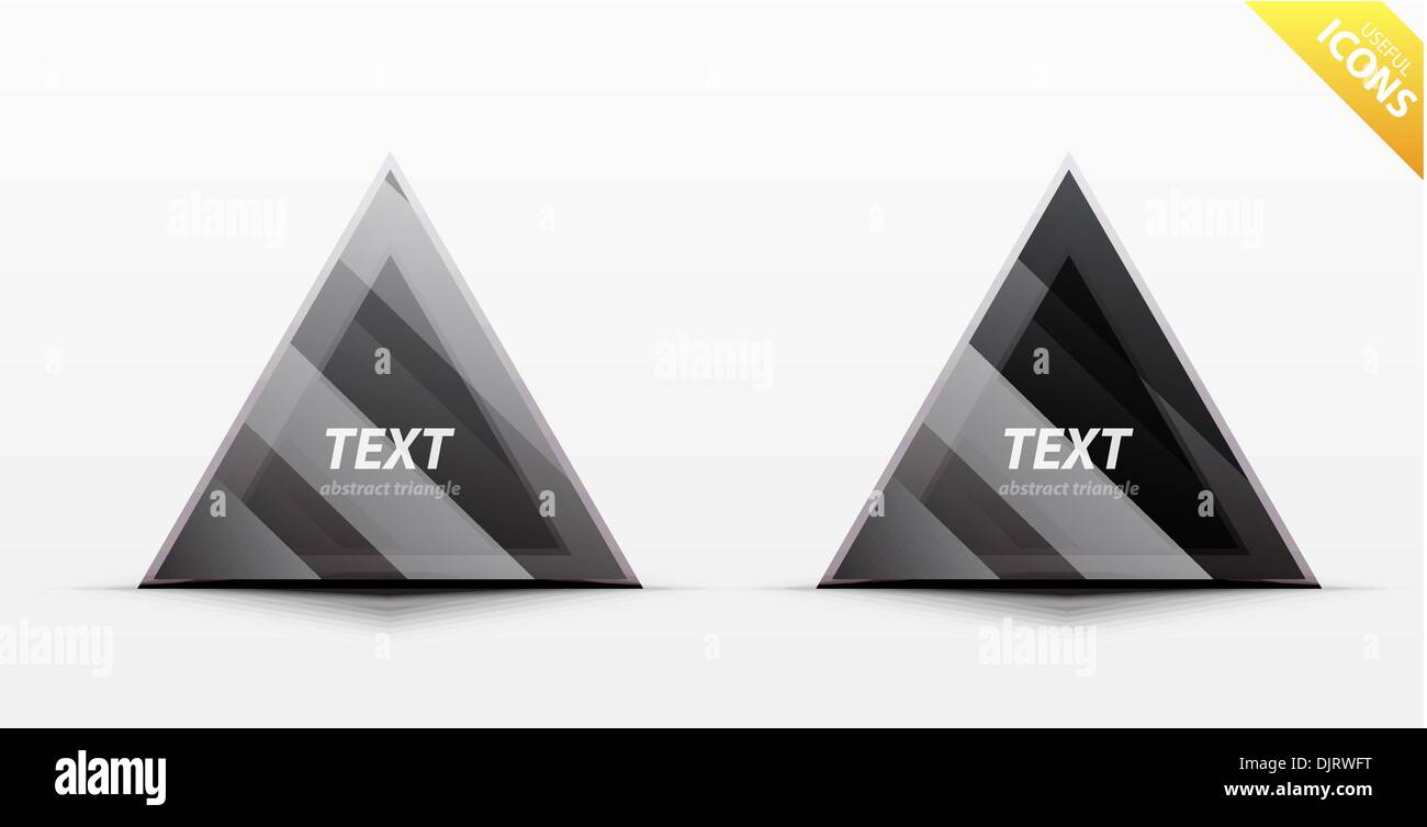 Business triangle icon set - light glossy translucent surface Stock ...