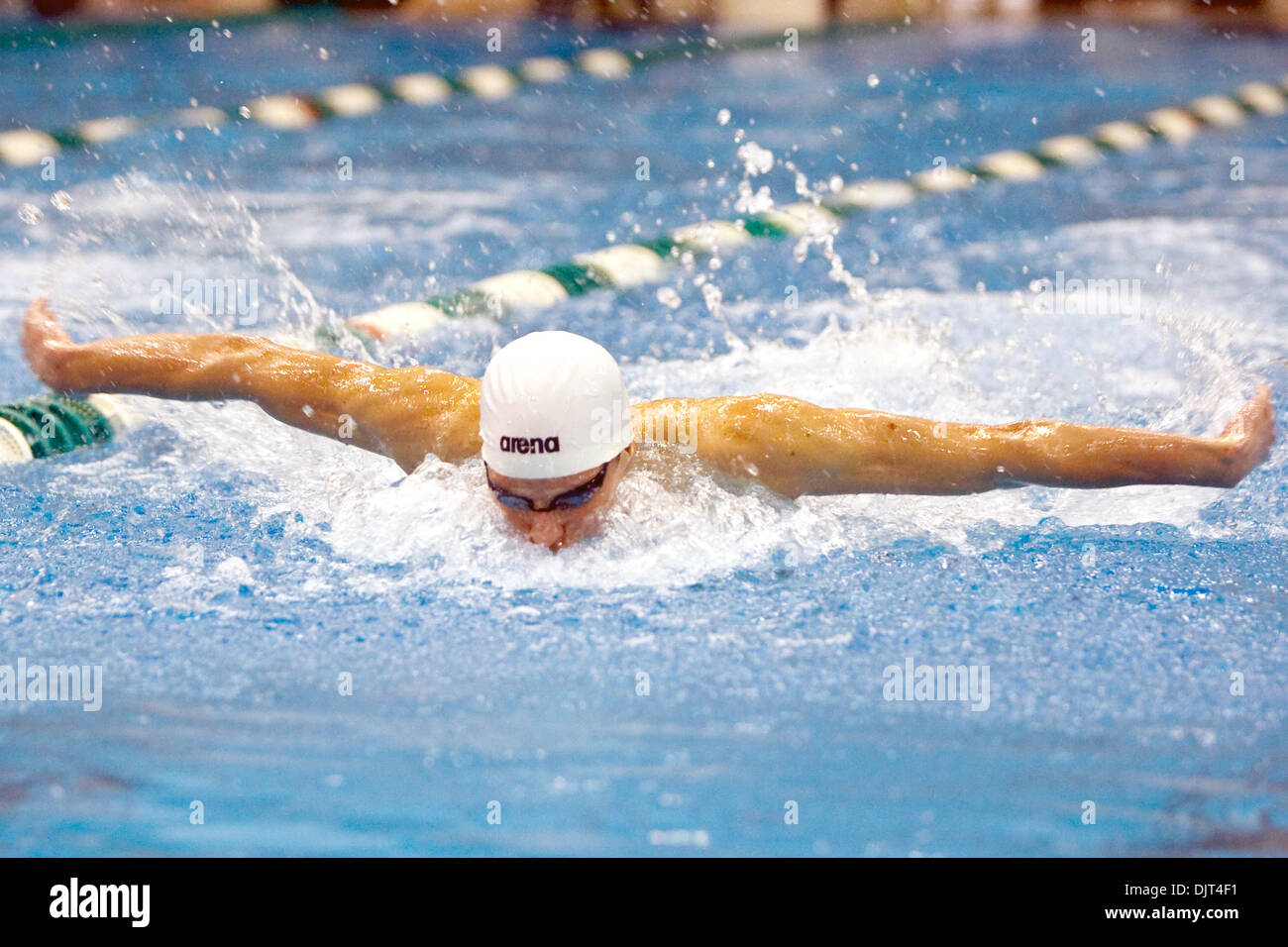 Eastern Michigan freshman Jacob Hanson swims the butterfly stroke leg ...