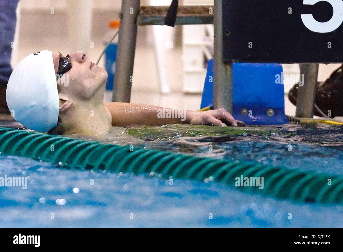 Jacob Hanson of Eastern Michigan University takes a breather after ...