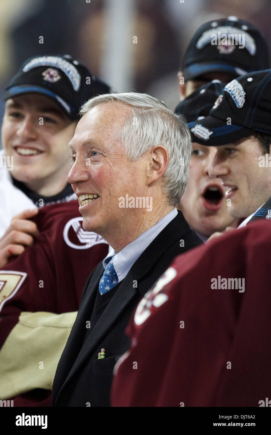 Boston College head coach Jerry York during the post-game celebrations ...