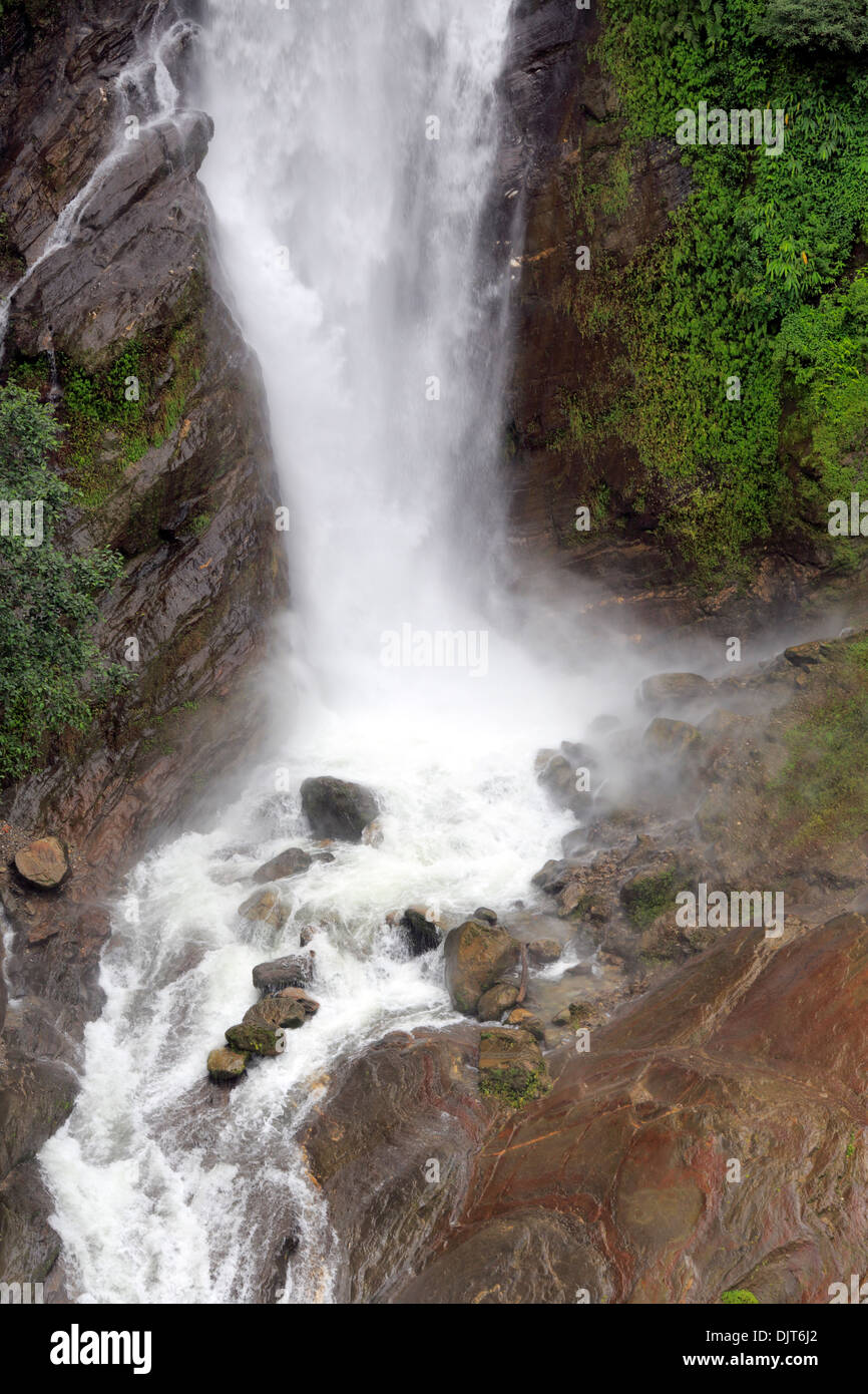 Bhote Kosi (Rongshar Tsangpo) river, mountain waterfall, Araniko ...