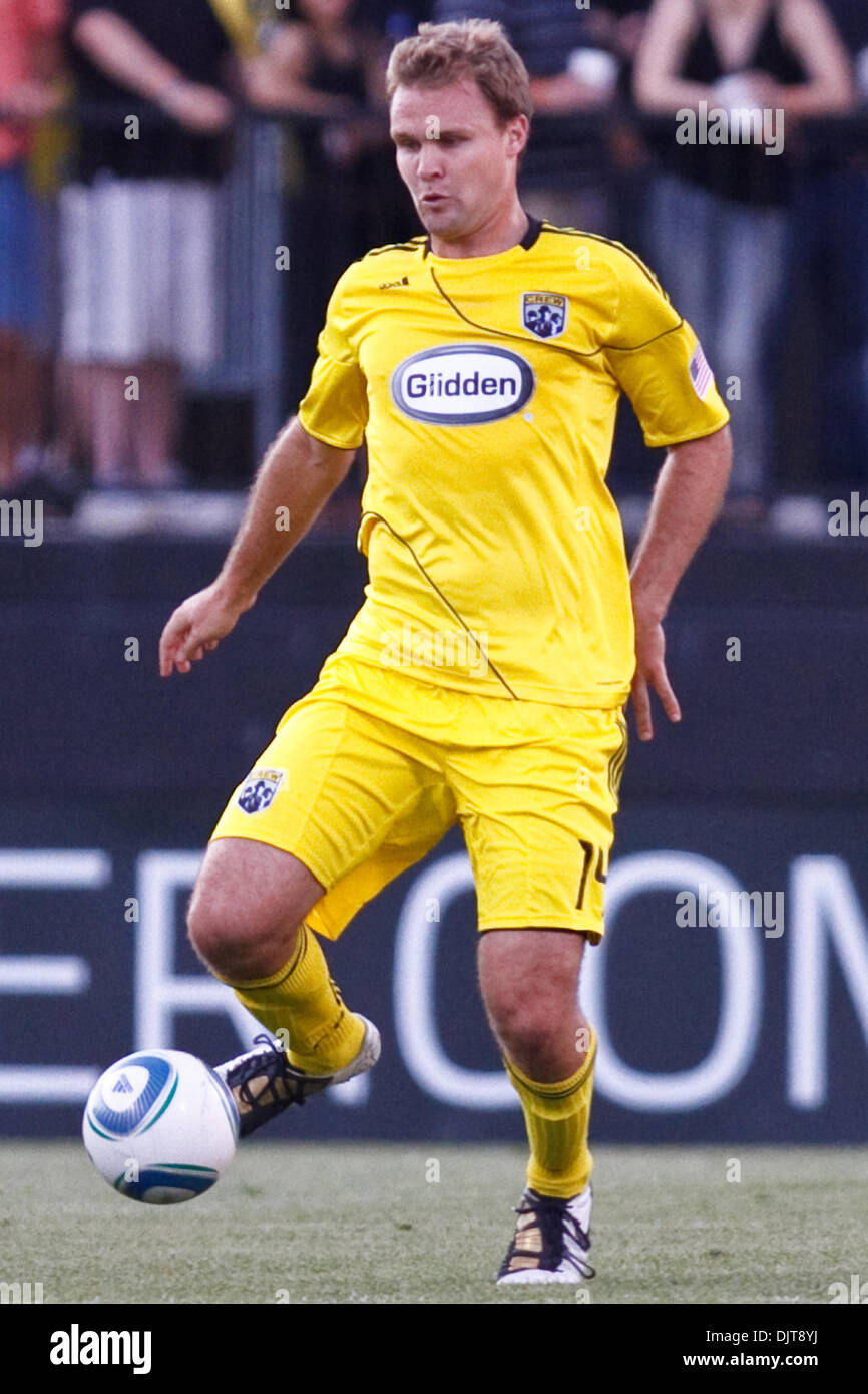 Crew defender Chad Marshall (#14) during game action. The LA Galaxy ...