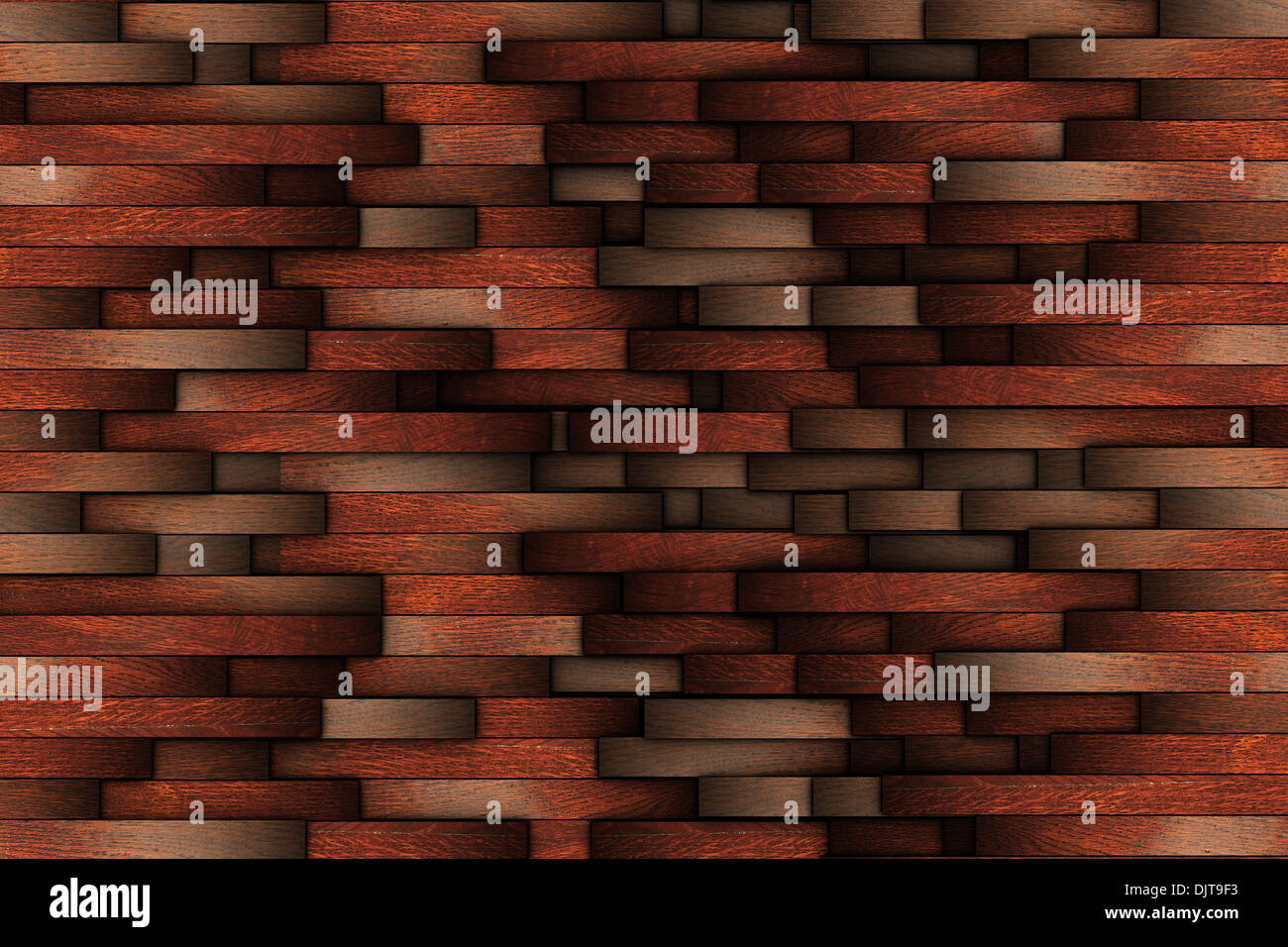mahogany abstract wooden wall design with many planks Stock Photo - Alamy