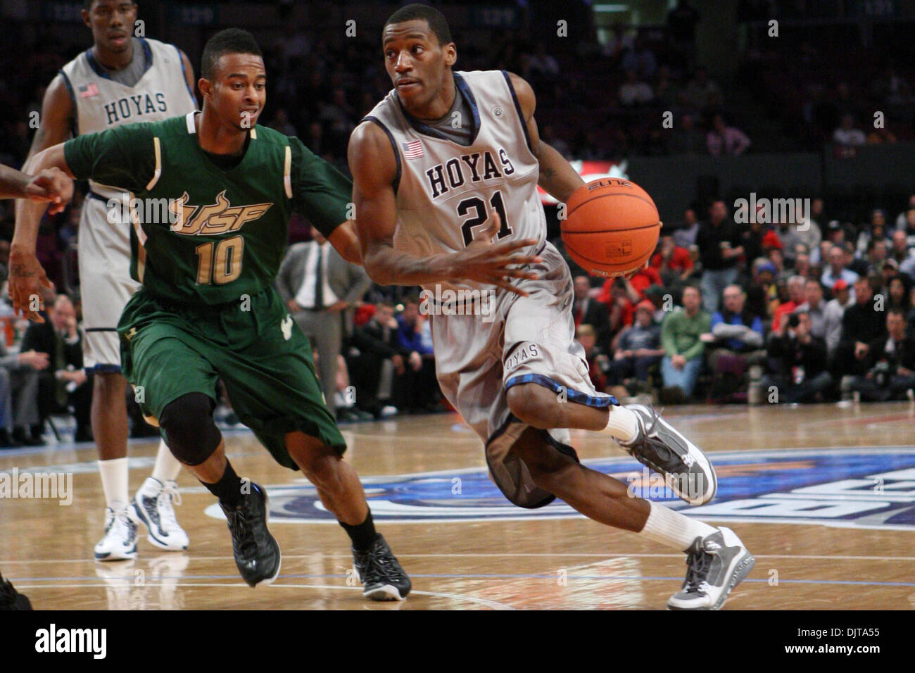 10March 2010:Georgetown guard Jason Clark #21 drives past South Florida ...