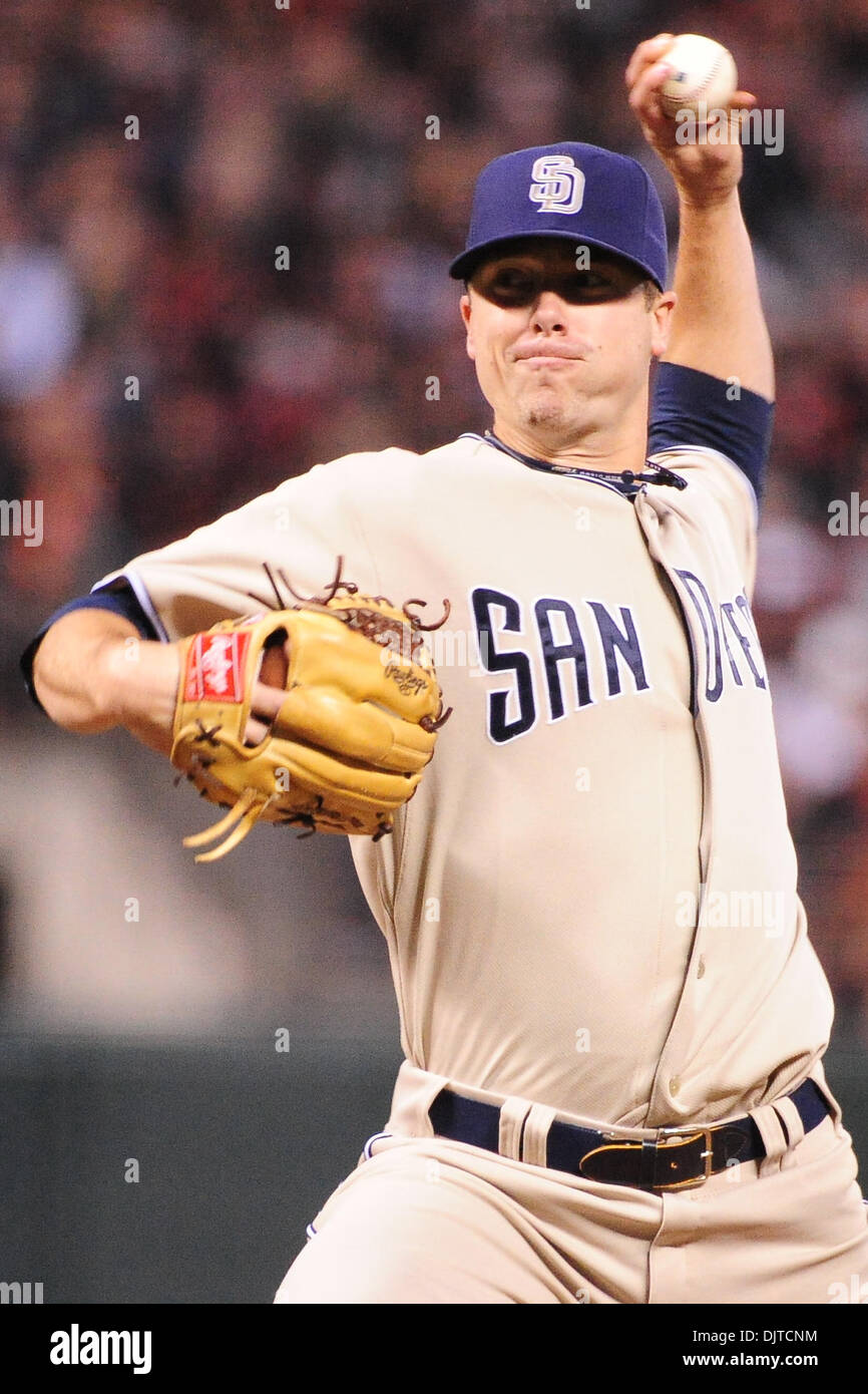 San Francisco, CA: San Diego Padres' Wade LeBlanc (49) pitches the ball ...