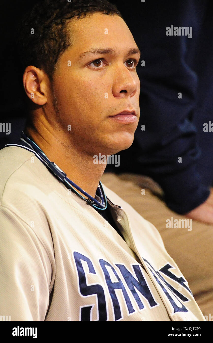 San Francisco, CA: San Diego Padres' Kyle Blanks (88) in the dugout ...