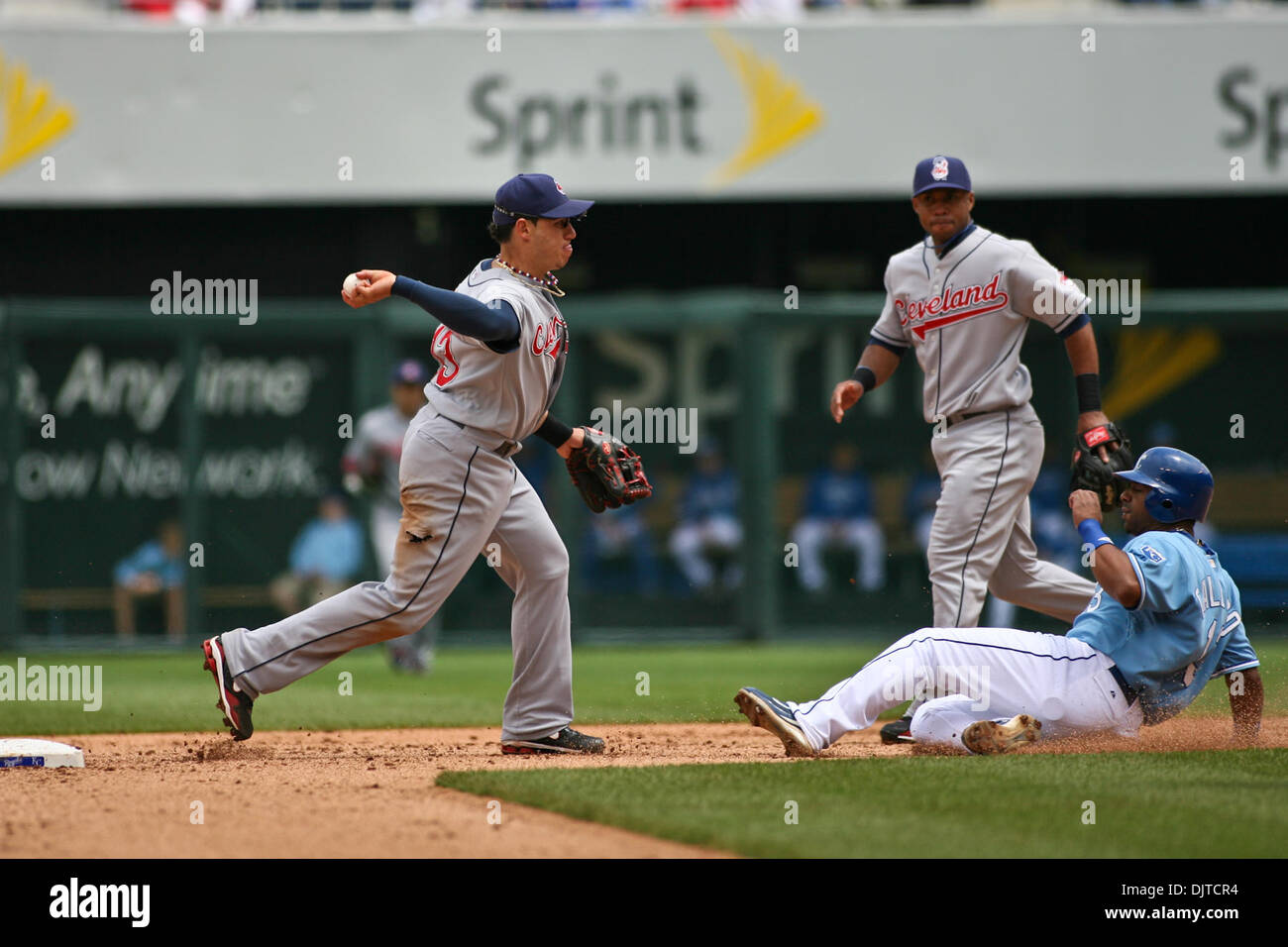 13 May 2010: Indians SS Asdrubal Cabrera (#13) get Royals Betancourt ...