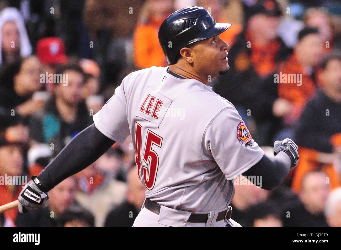 San Francisco, CA: Houston Astros' Carlos Lee (45) at bat. The Giants ...