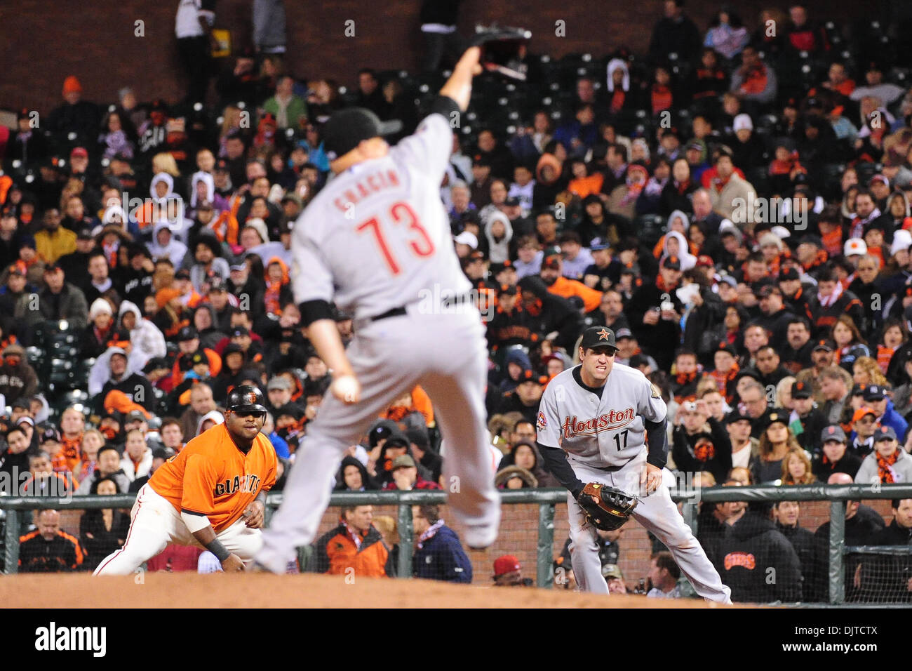 San Francisco, CA: Houston Astros' pitcher Gustavo Chacin (73) pitches ...