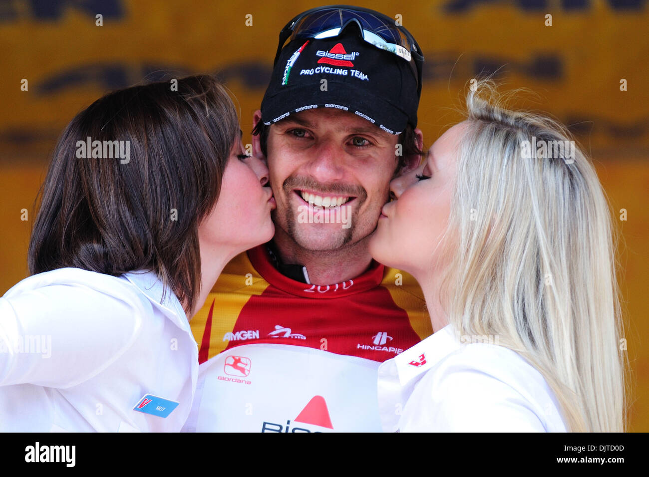 Local boy Paul Mach of Team Bissell is all smiles as he wears the King ...