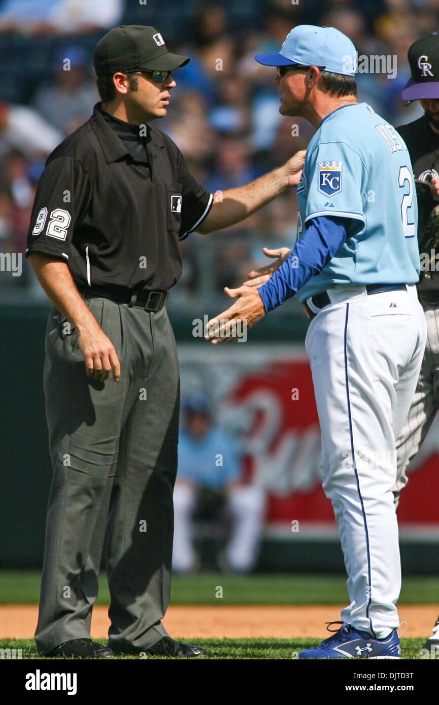 22 May 2010: Royals manager, Ned Yost (#2) questions 2b umpire, James ...