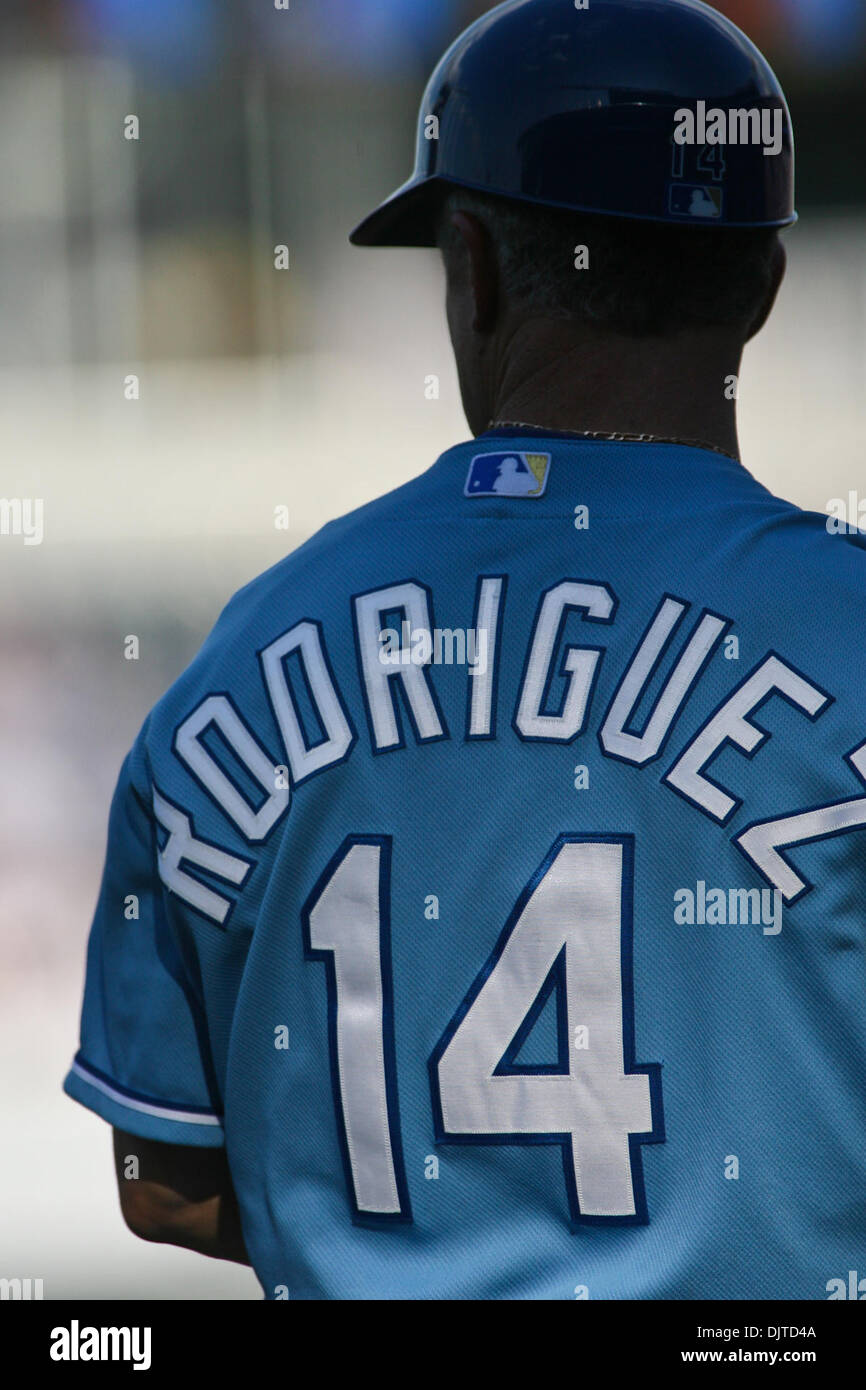 22 May 2010: Royals third base coach, Eddie Rodriguez (#14) is ...