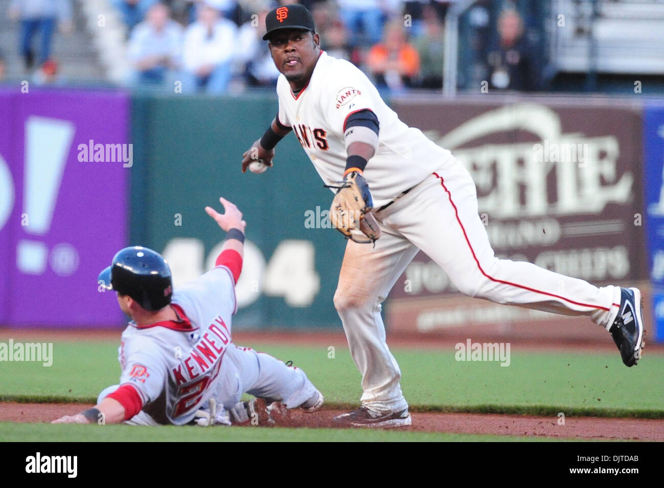 San Francisco, CA: Washington Nationals Adam Kennedy (20) slides into ...