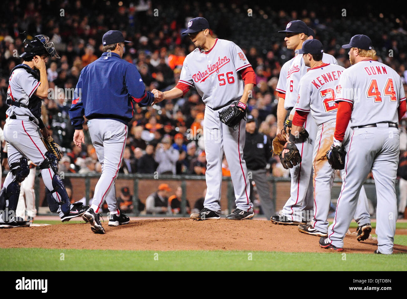 San Francisco, CA: Washington Nationals pitcher Luis Atilano (56) is ... San Francisco, CA: Washington Nationals pitcher Luis Atilano (56) is ...