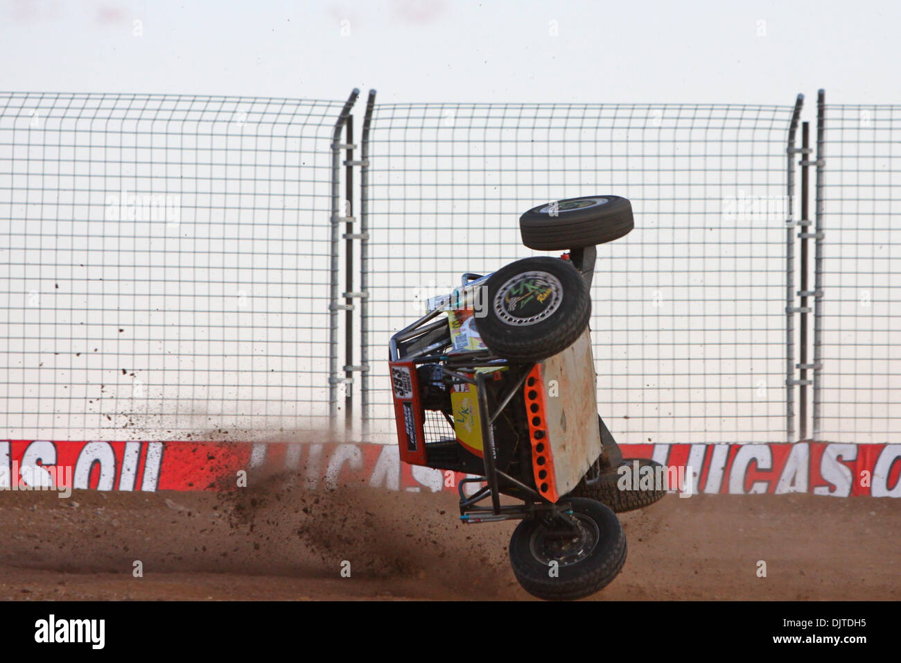 March 5, 2010, Ricky Gutierrez#393 pushes too hard turn 3 in his ...