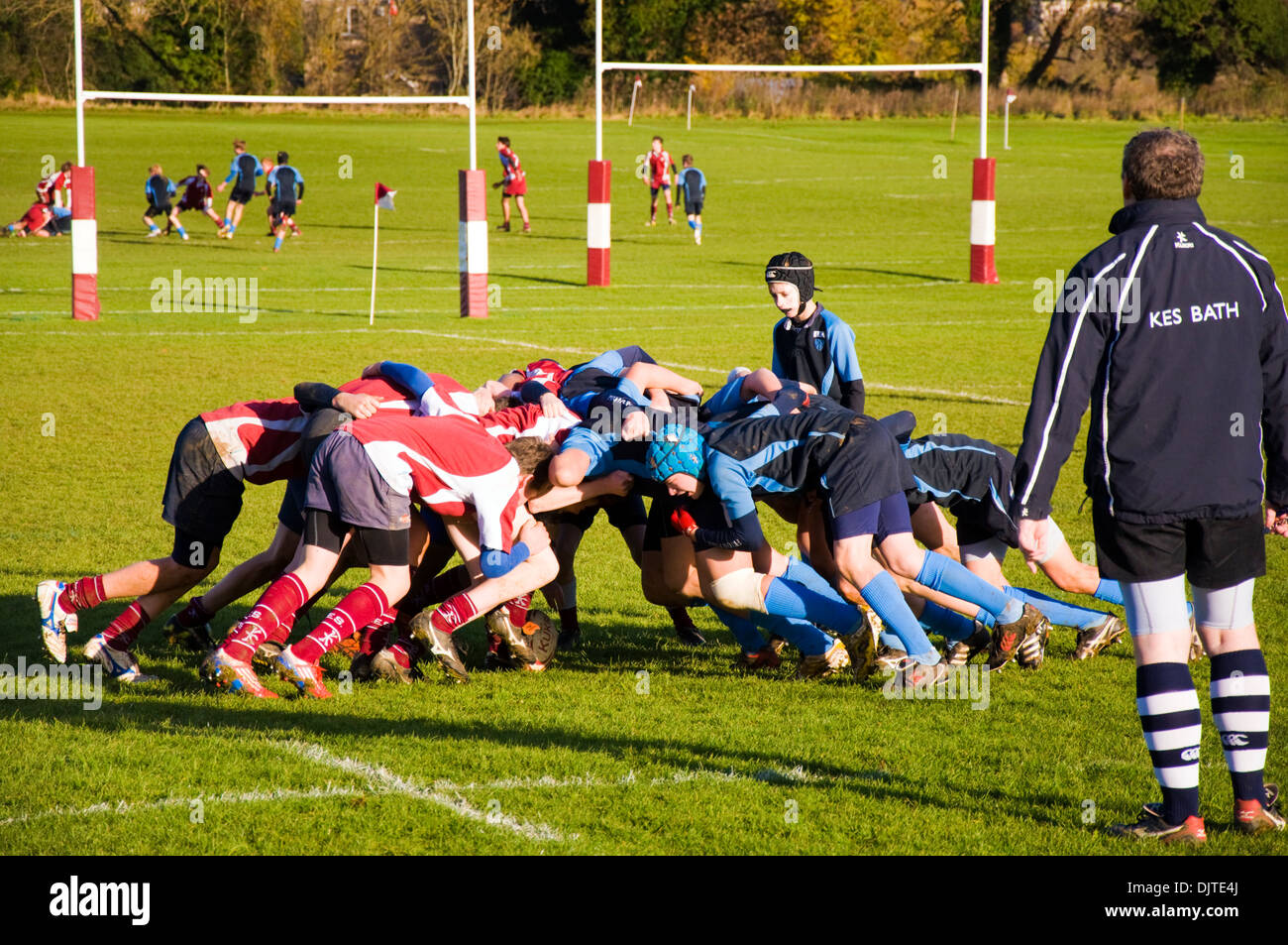 Under 14 year old school rugby match King Edwards School against Prior ...