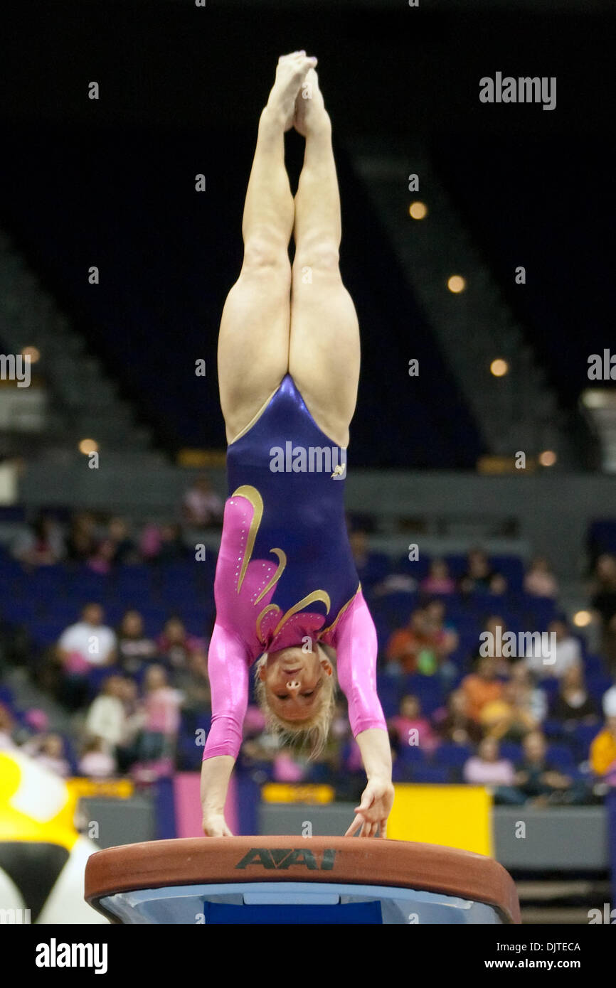 Oregon State at LSU; LSU gymnast Susan Jackson performs on the vault ...