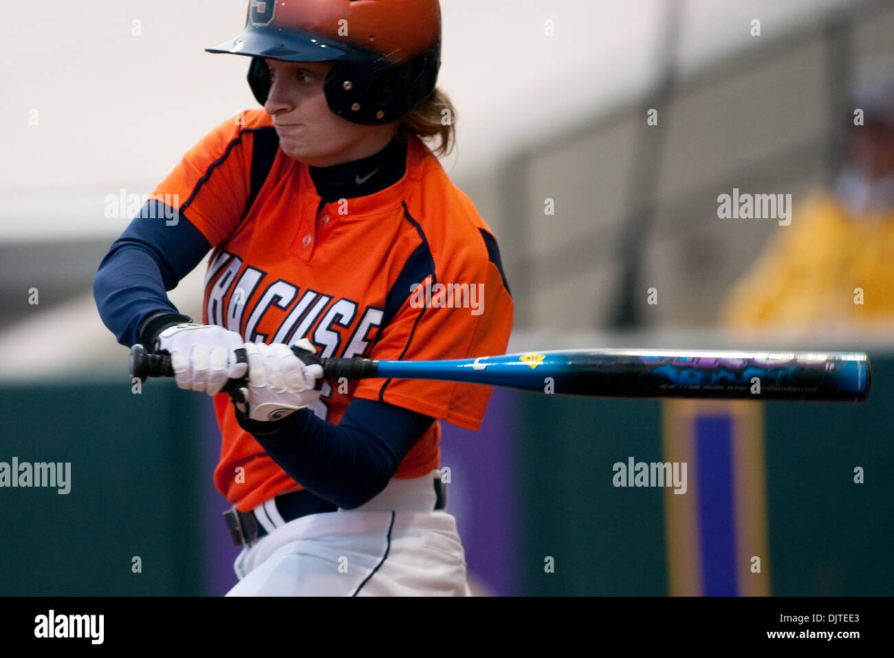 Syracuse at LSU, Rachel Helman hits a pitch from LSU pitcher Brittany ...