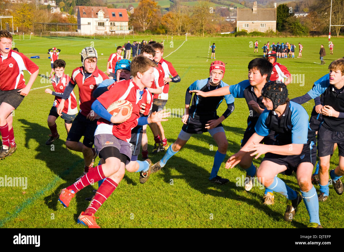 Under 14 year old school rugby match King Edwards School against Prior ...