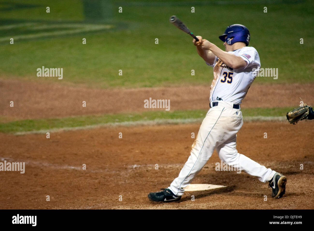 Pepperdine at LSU, LSU outfielder Matt Gaudet (35) hits a pitch during ...