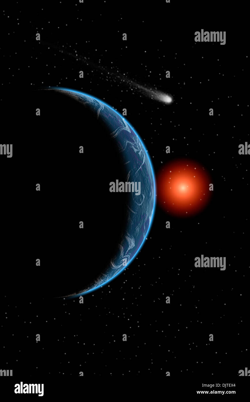 A Comet Passing The Earth,On Its Journey Around The Sun Stock Photo - Alamy