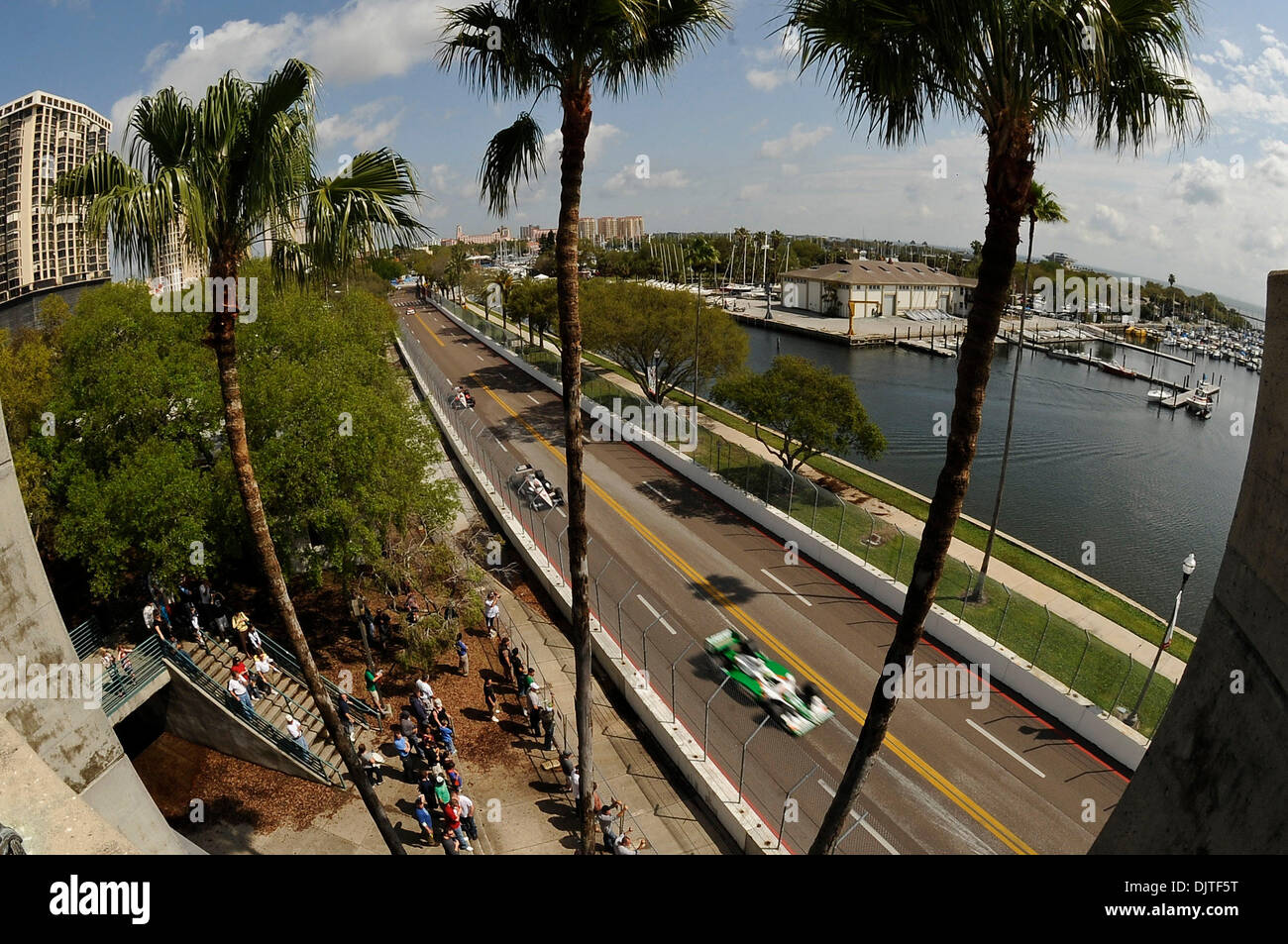 Racing along the water, IRL Driver during racing action from the Honda ...
