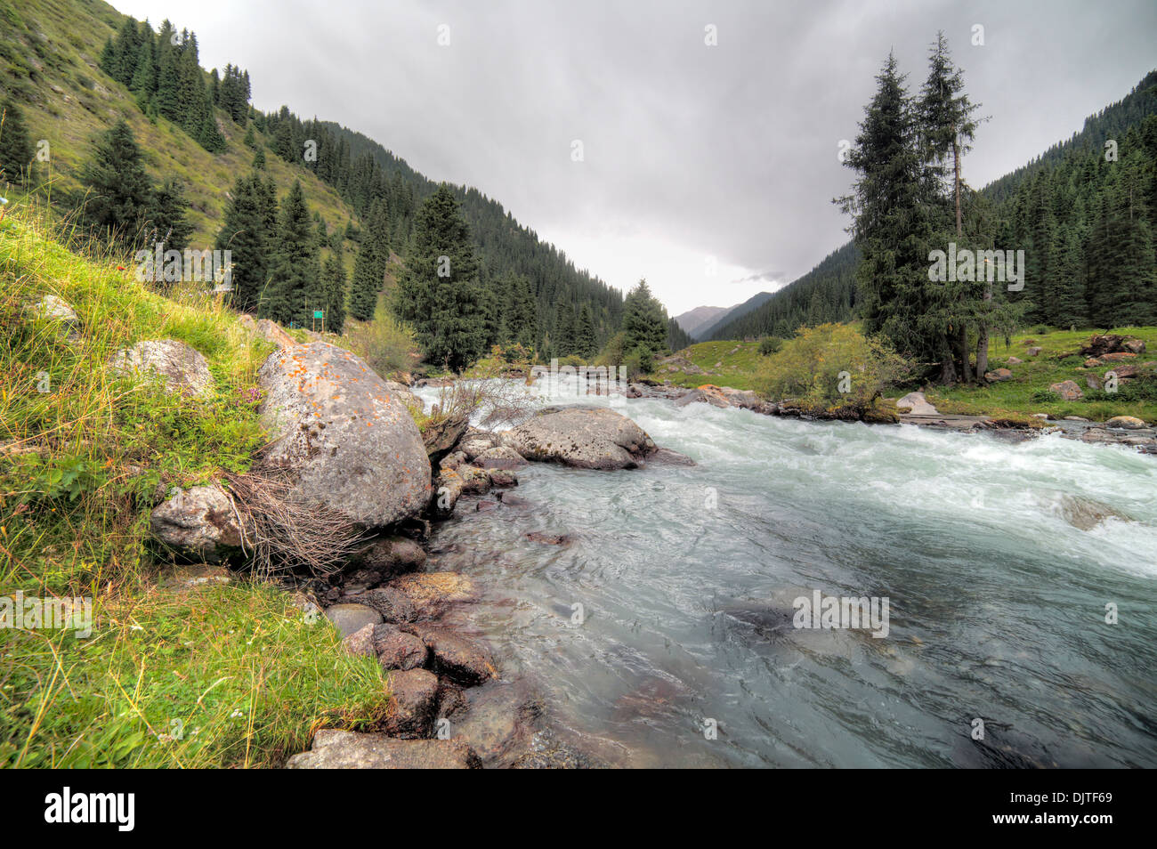 Altyn Arashan river and valley, Issyk Kul oblast, Kyrgyzstan Stock ...