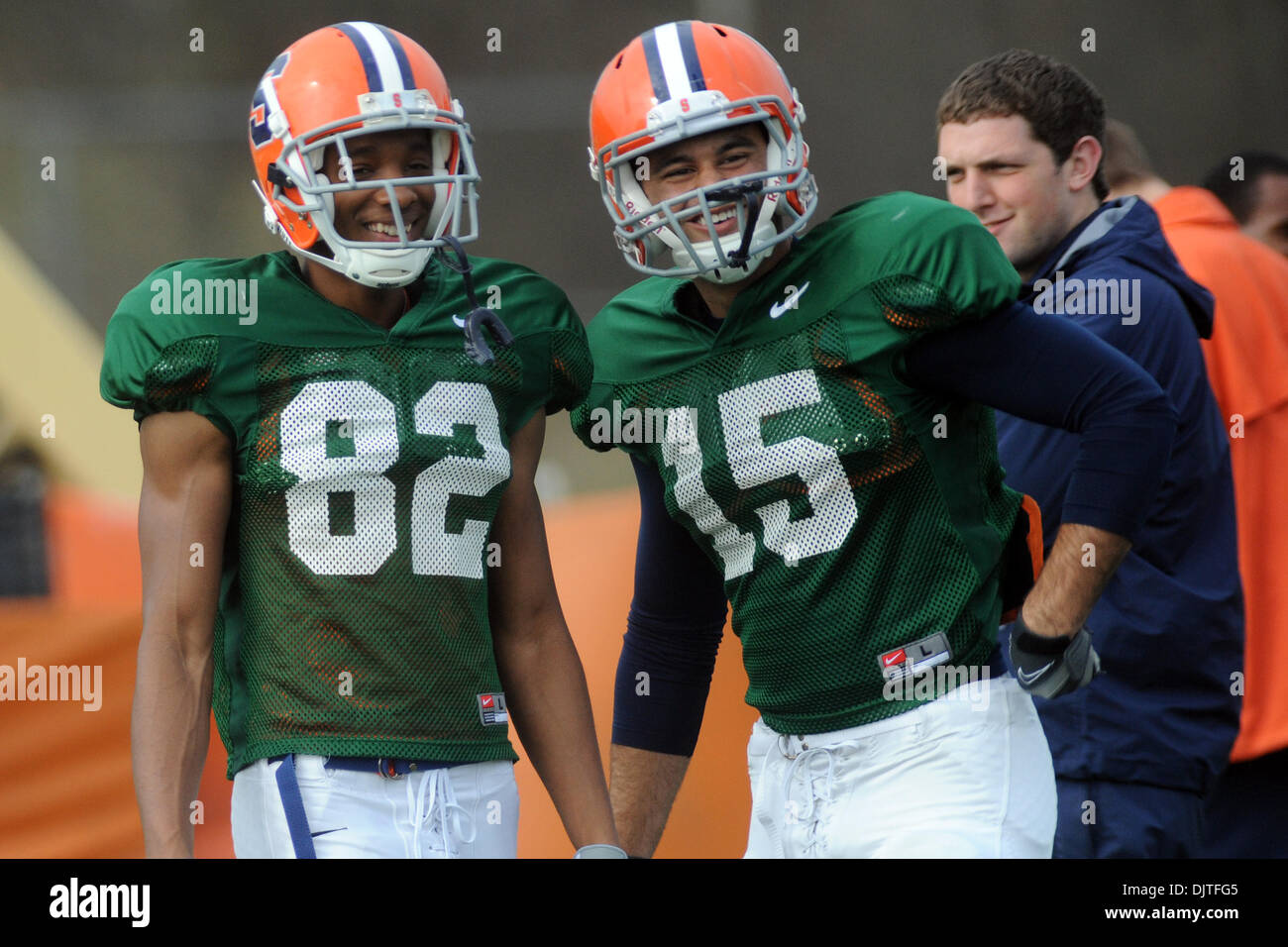 07 2010: Syracuse wide receiver's Van Chew (82) and Alec Lemon (15 ...