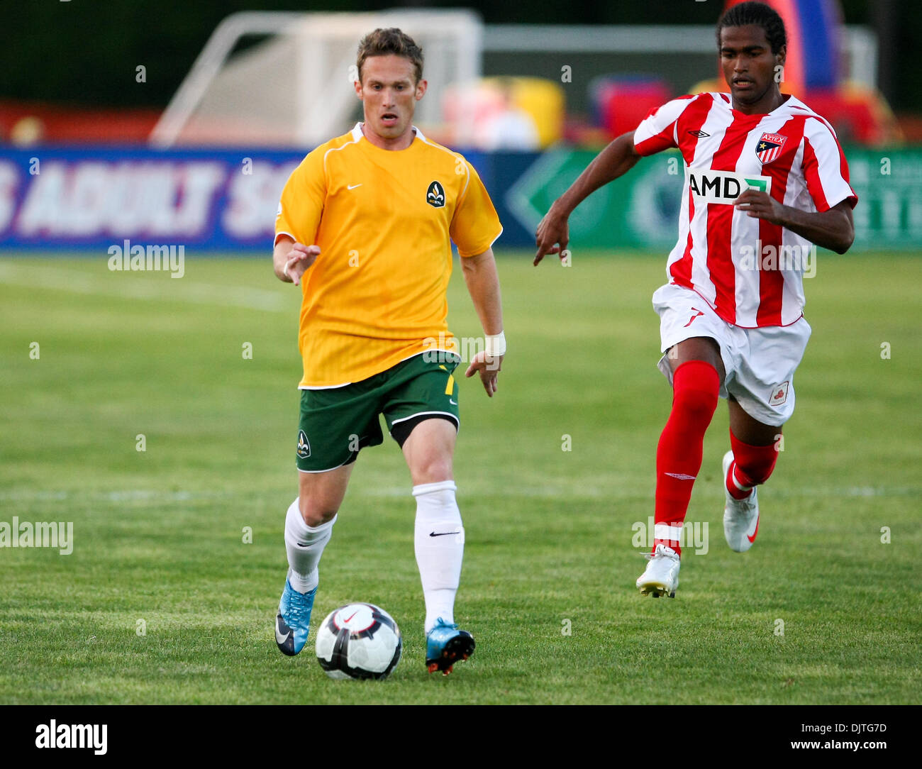 17 April 2010: AC St. Louis Midfielder Luke Kreamalmeyer (7) drives the ...