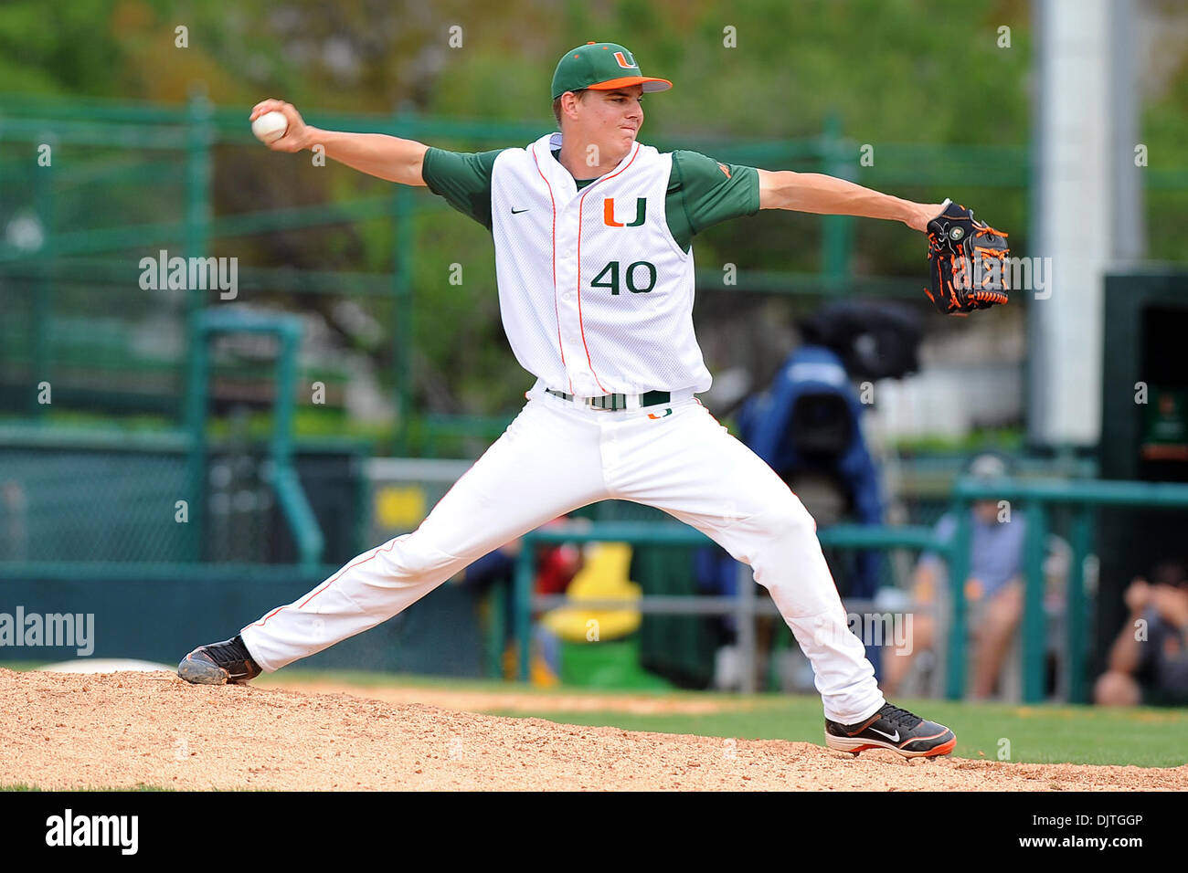 Miami Hurricanes pitcher Eric Whaley (40). The 15th ranked Miami ...