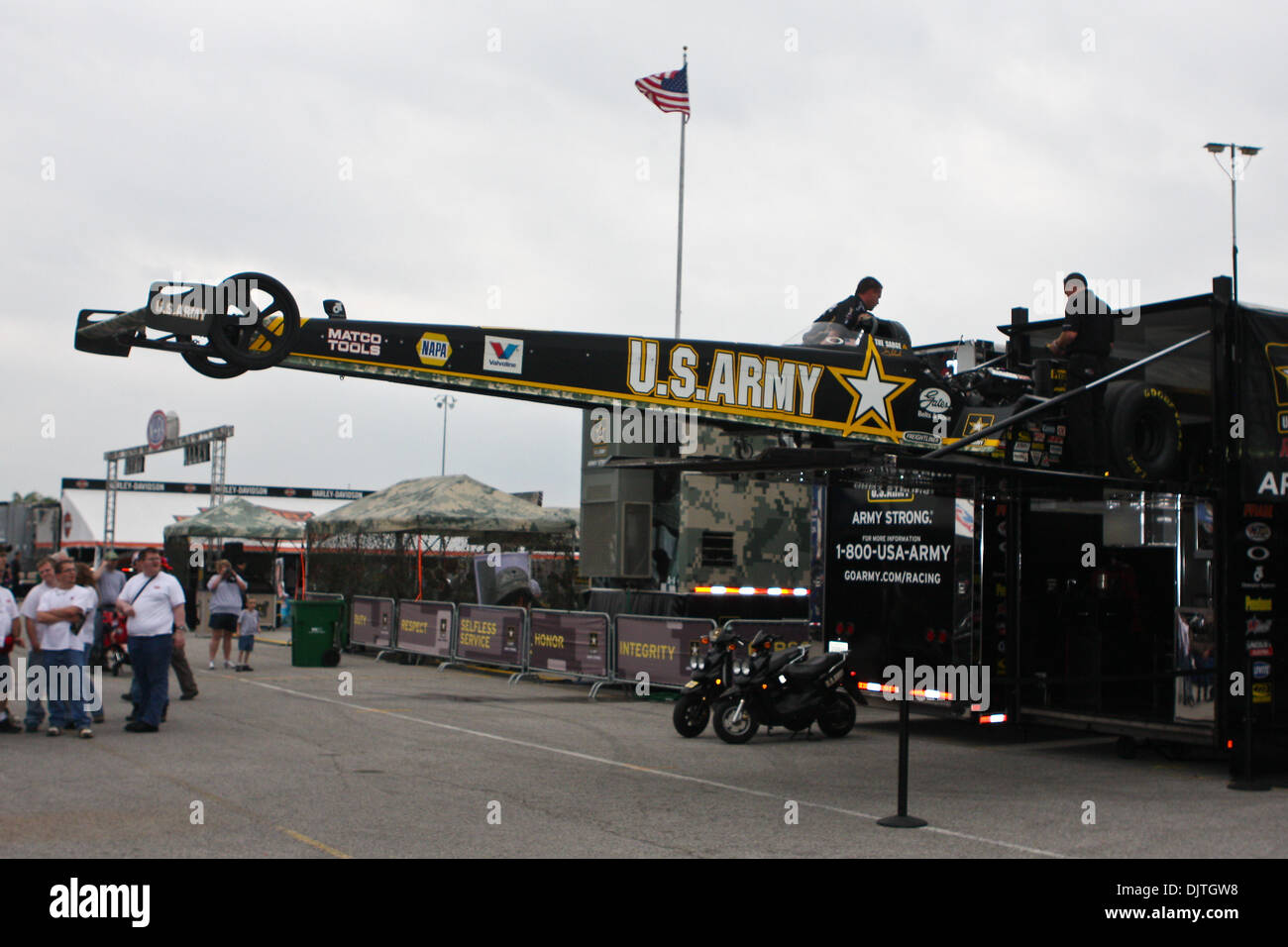 30 April 2010: The U.S. Army Top Fuel Dragster being unload from its ...
