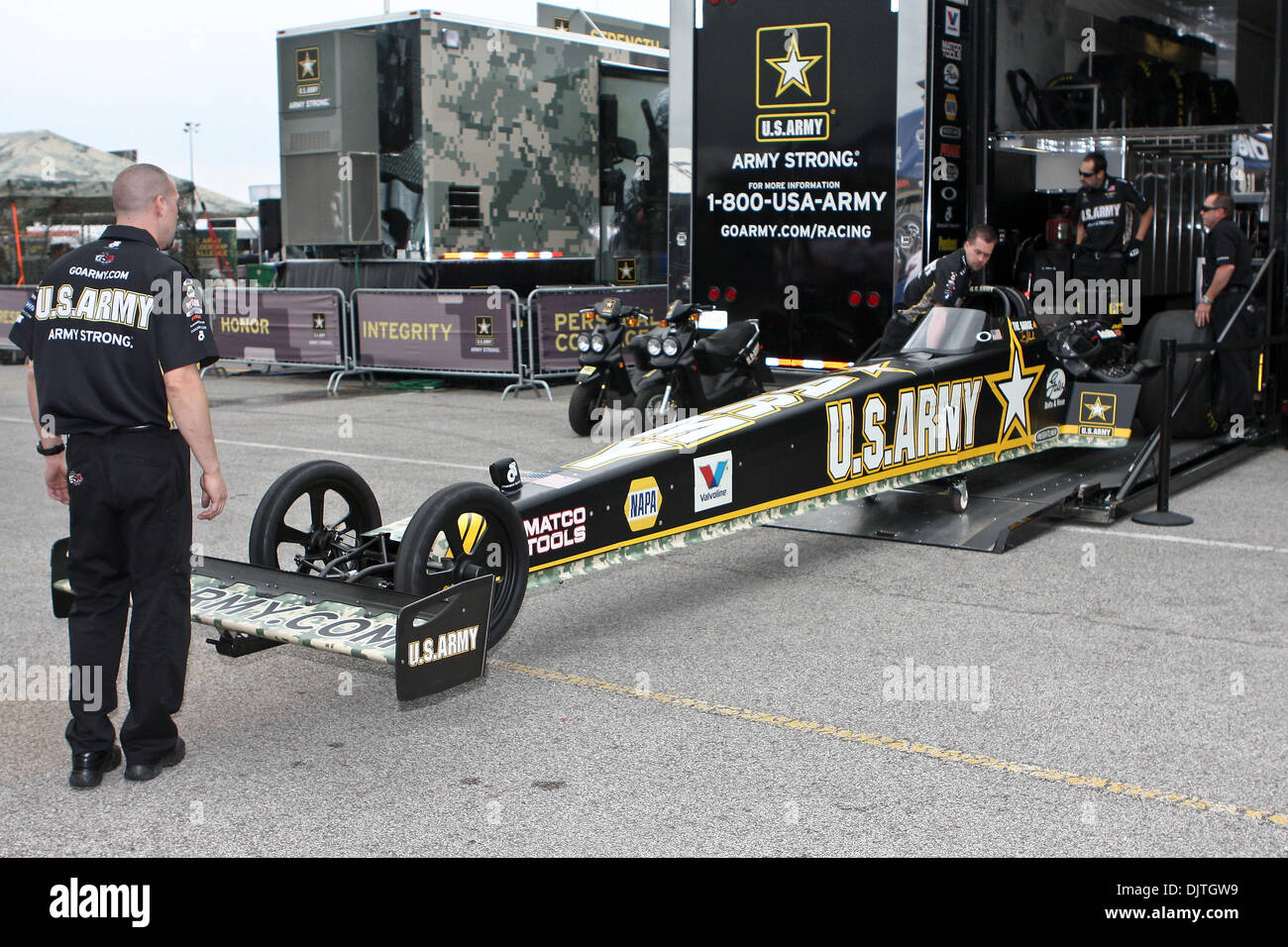 30 April 2010: U.S. Army Top Fuel Dragster being unload from its ...