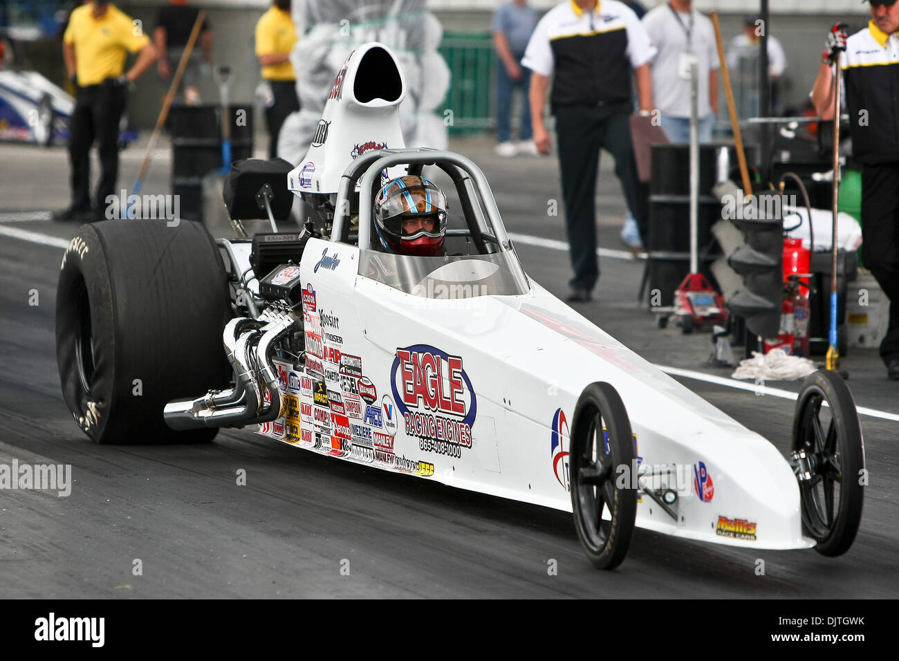 30 April 2010: An Eagle Racing Engines Super Comp dragster prepares to ...