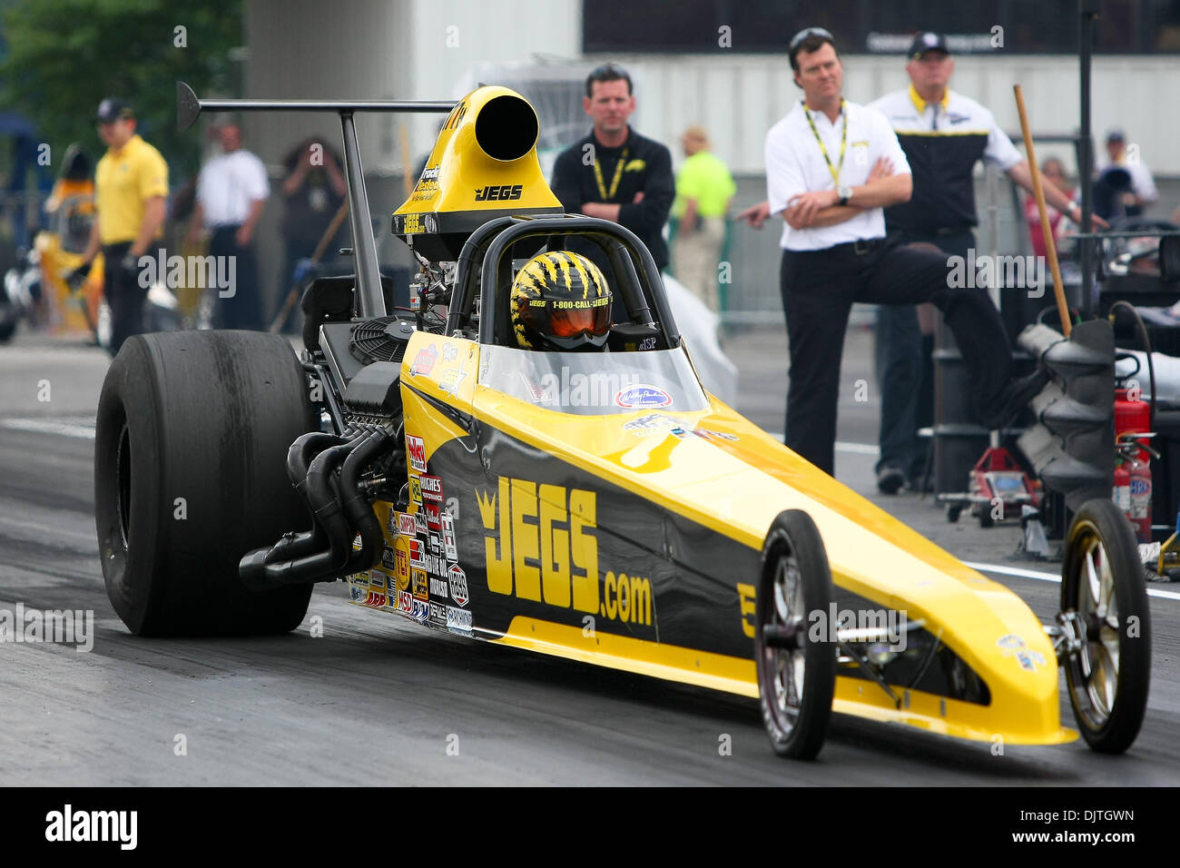 30 April 2010: The Jegs.com super comp dragster heads down the track on ...