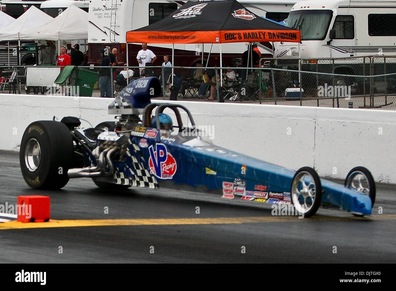 30 April 2010: The VP Racing super comp dragster crosses the finish ...