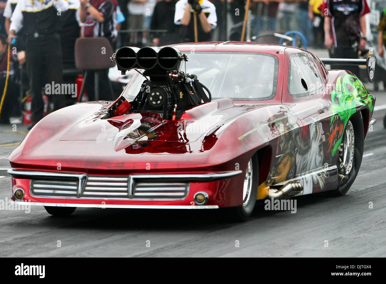 30 April 2010:Pro Mod driver Rick Burgess heads down the track on day ...
