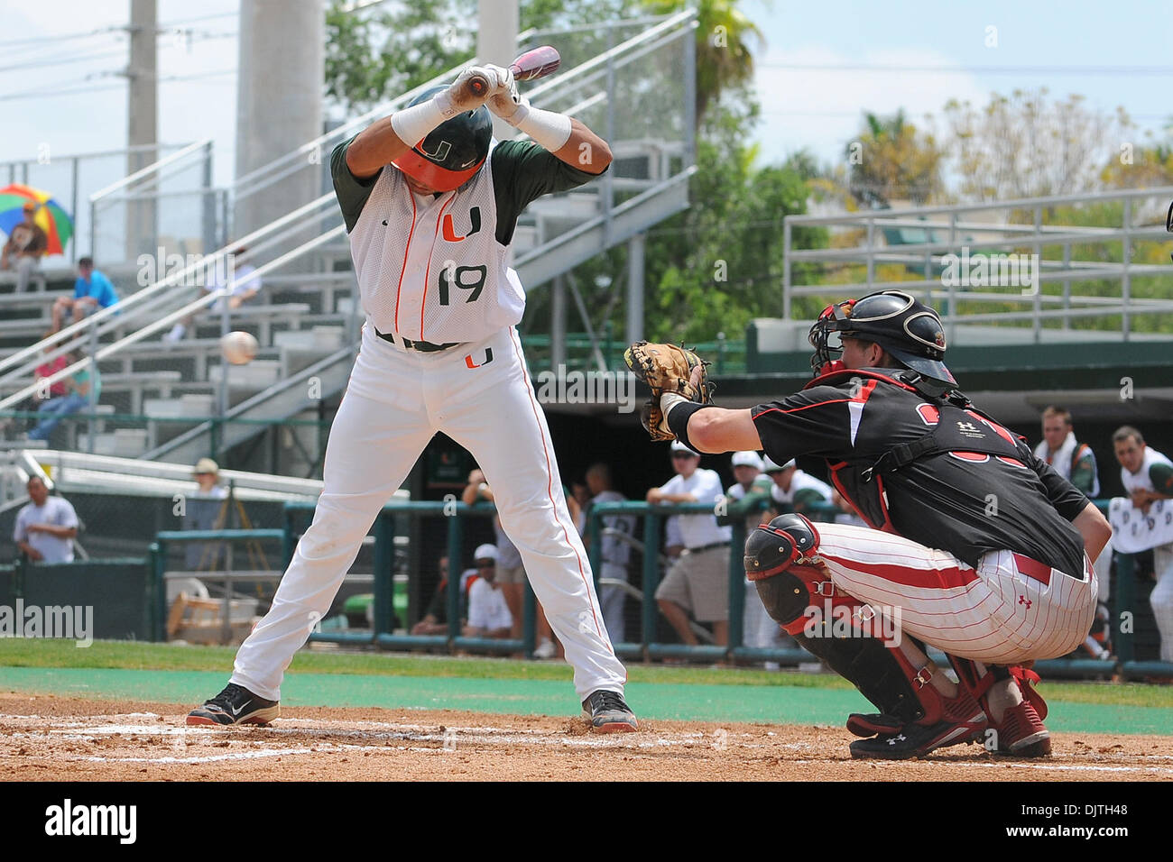 Miami Hurricanes 2B Frankie Ratcliff (19) takes a pitch..The 14th ...