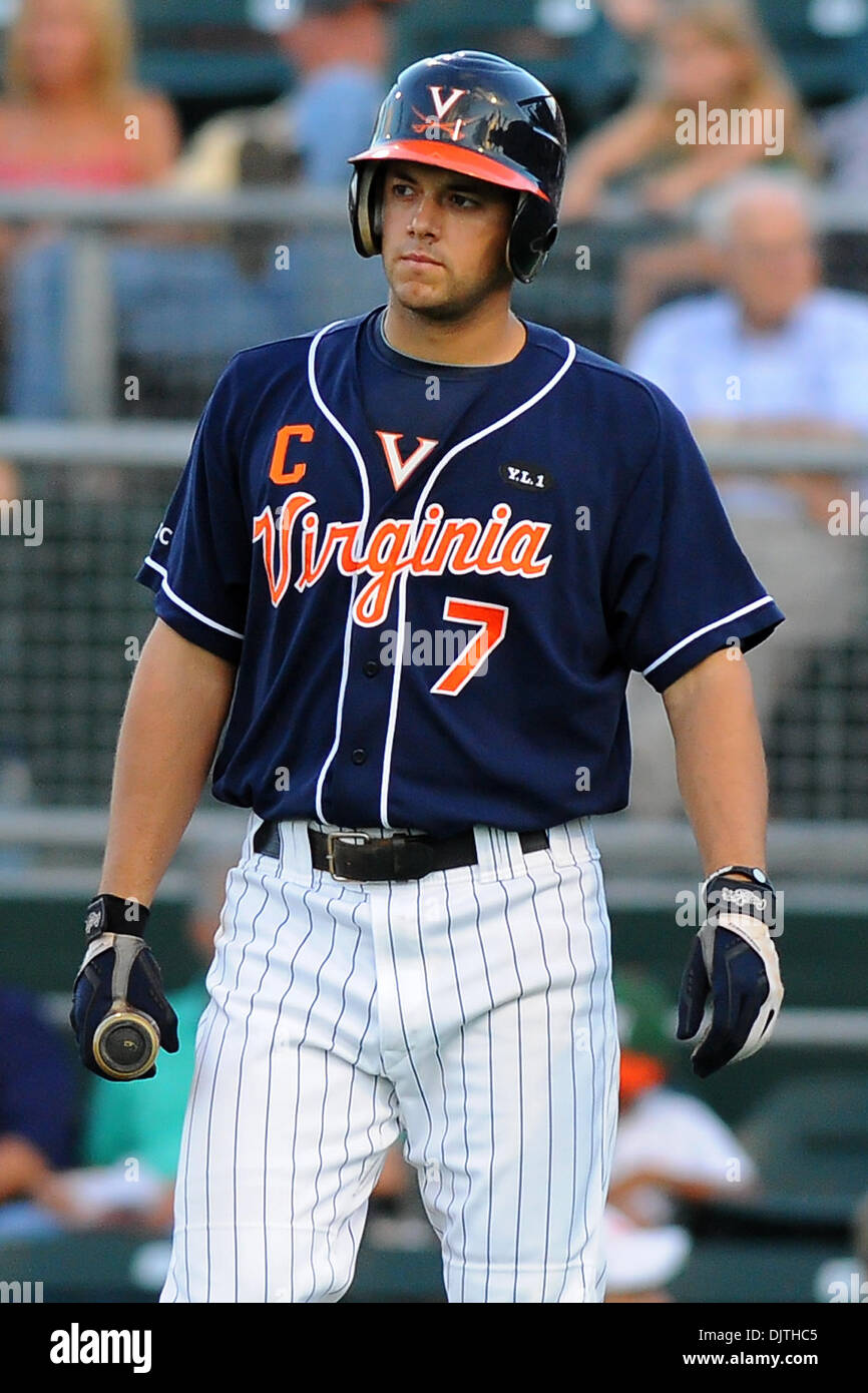 Virginia Cavaliers OF John Barr (7) steps into the batters box..The ...