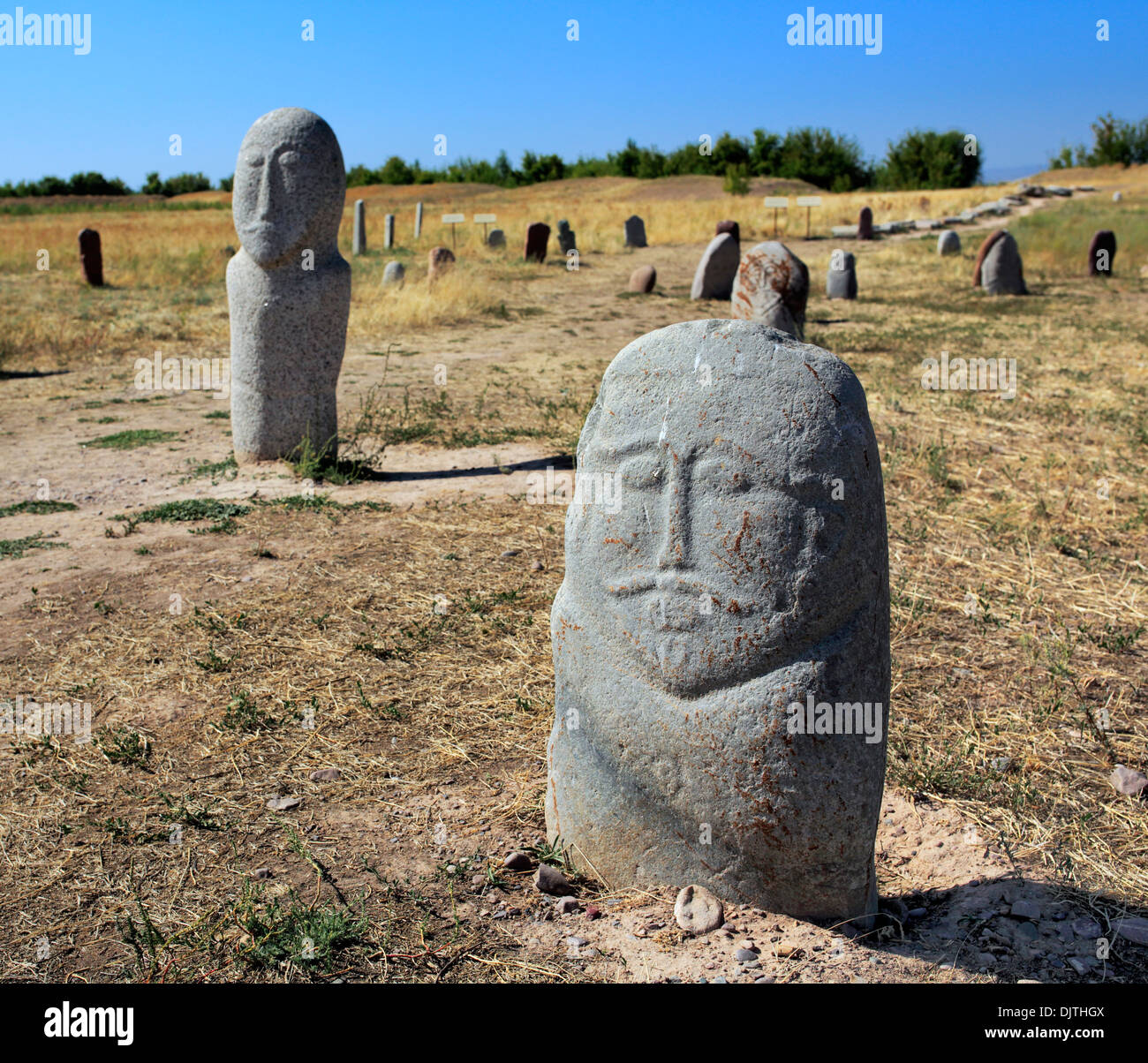 Balbals, ancient Turkic sculptures (6th-10th century), near Burana ...