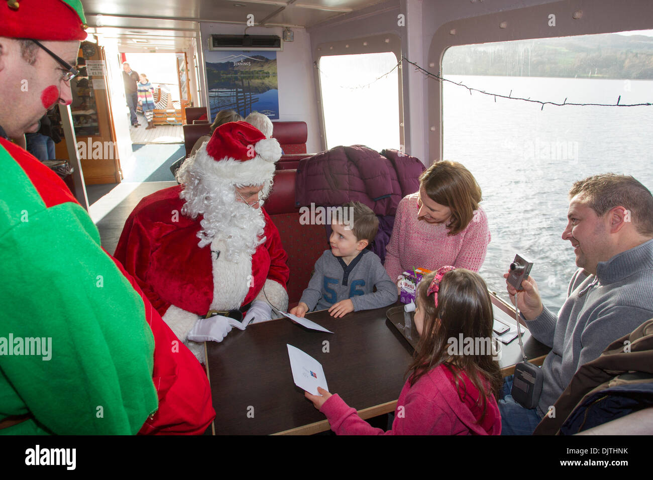 Windermere, UK. 30th November 2013. Santa arrives by Lakes Steamer The ...