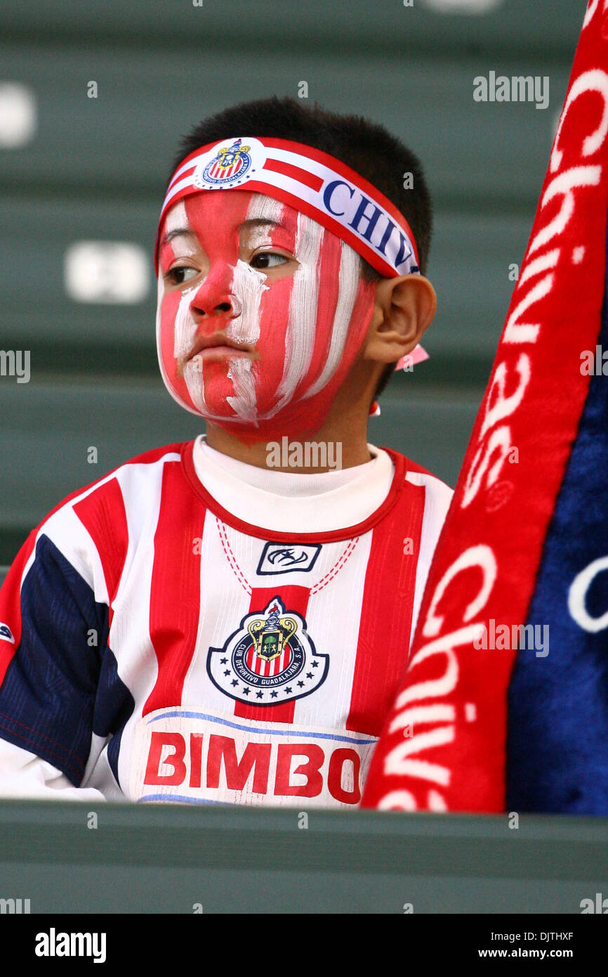 A lonely Chivas fan sits in the stands awaiting the start of the Chivas ...