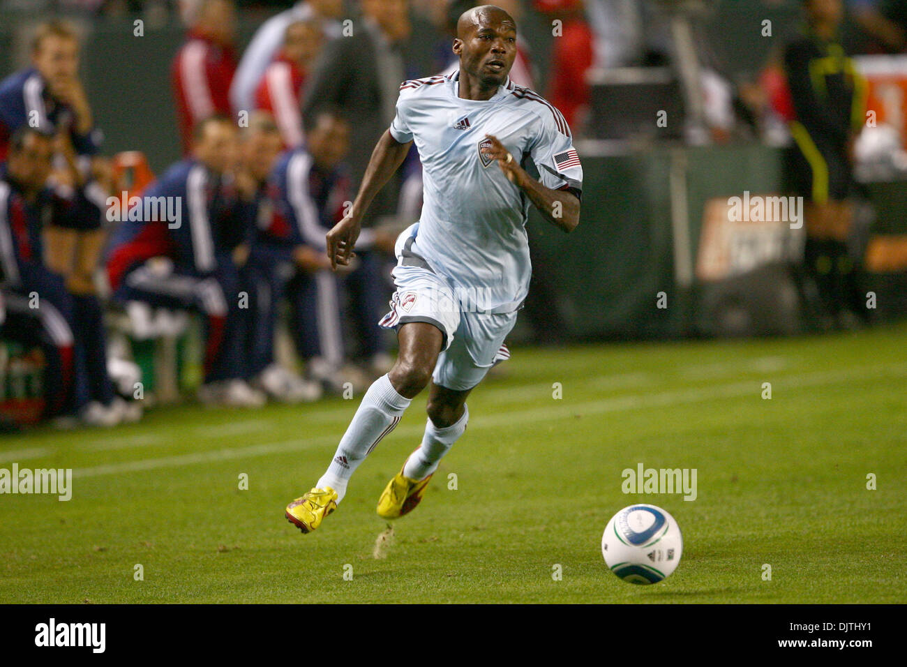 Colorado Rapids Forward Omar Cummings tracks down a long kick that ...
