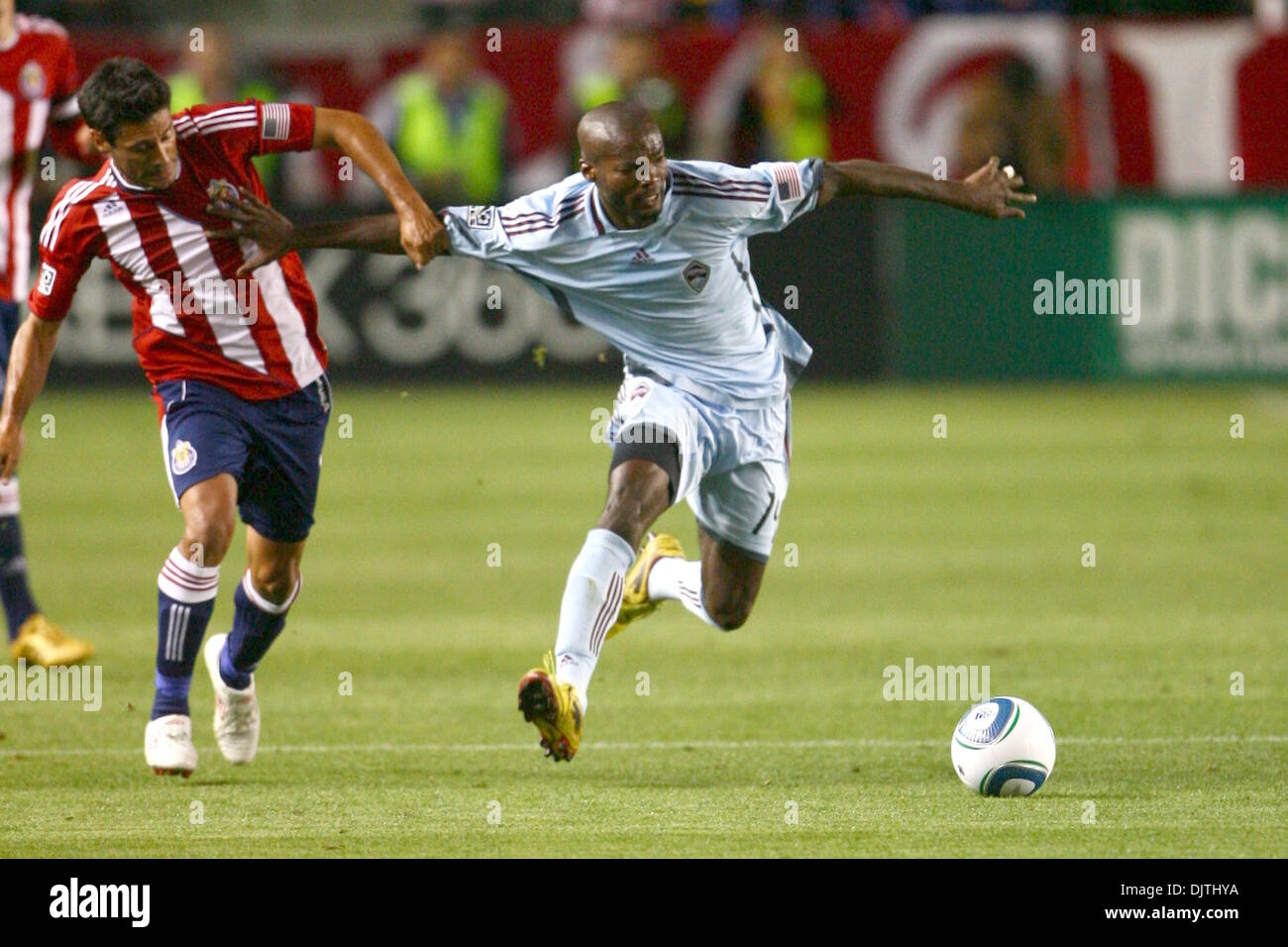 Colorado Rapids Forward Omar Cummings tracks down a long kick that ...