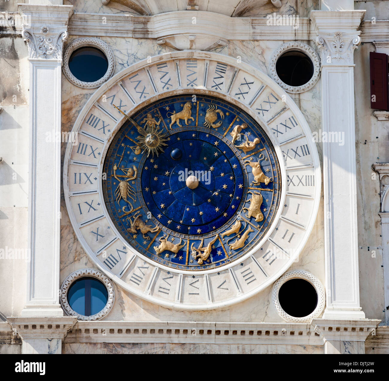 Close up of the Torre dell'Orologio astronomical clock, St Marks Square ...
