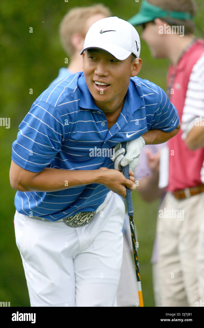 Anthony Kim reacts to his drive on the 5th hole. Anthony Kim is the ...