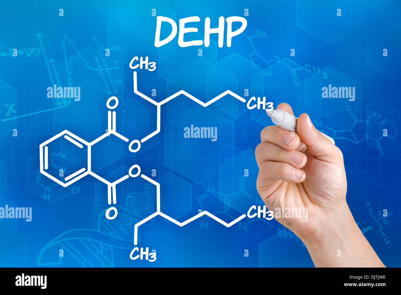 Hand with pen drawing the chemical formula of DEHP Stock Photo - Alamy