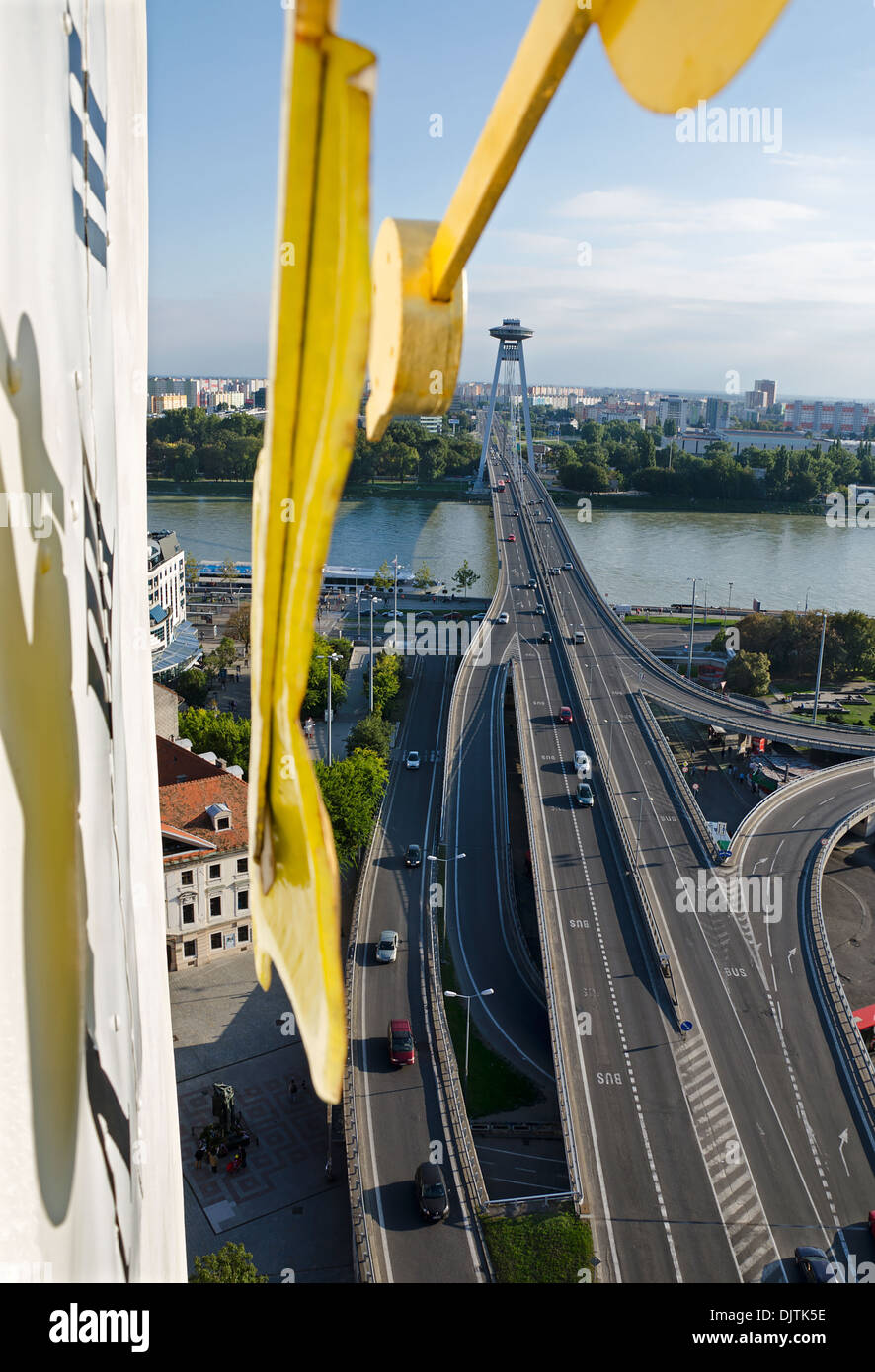 The top view of the Most SNP bridge in Bratislava Stock Photo - Alamy